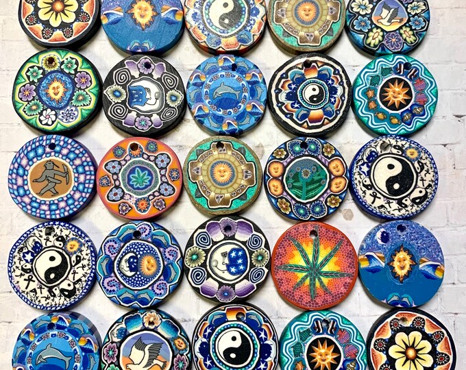 100 FIMO DISC PENDANTS - Assorted Designs, Clay Charms, Hippie 25mm - Etsy