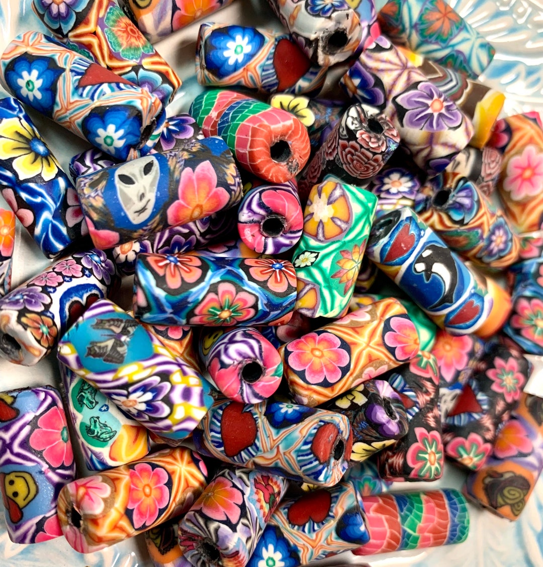 100 Assorted Fimo Clay Tube Beads 9 X 18 Mm - Etsy Canada