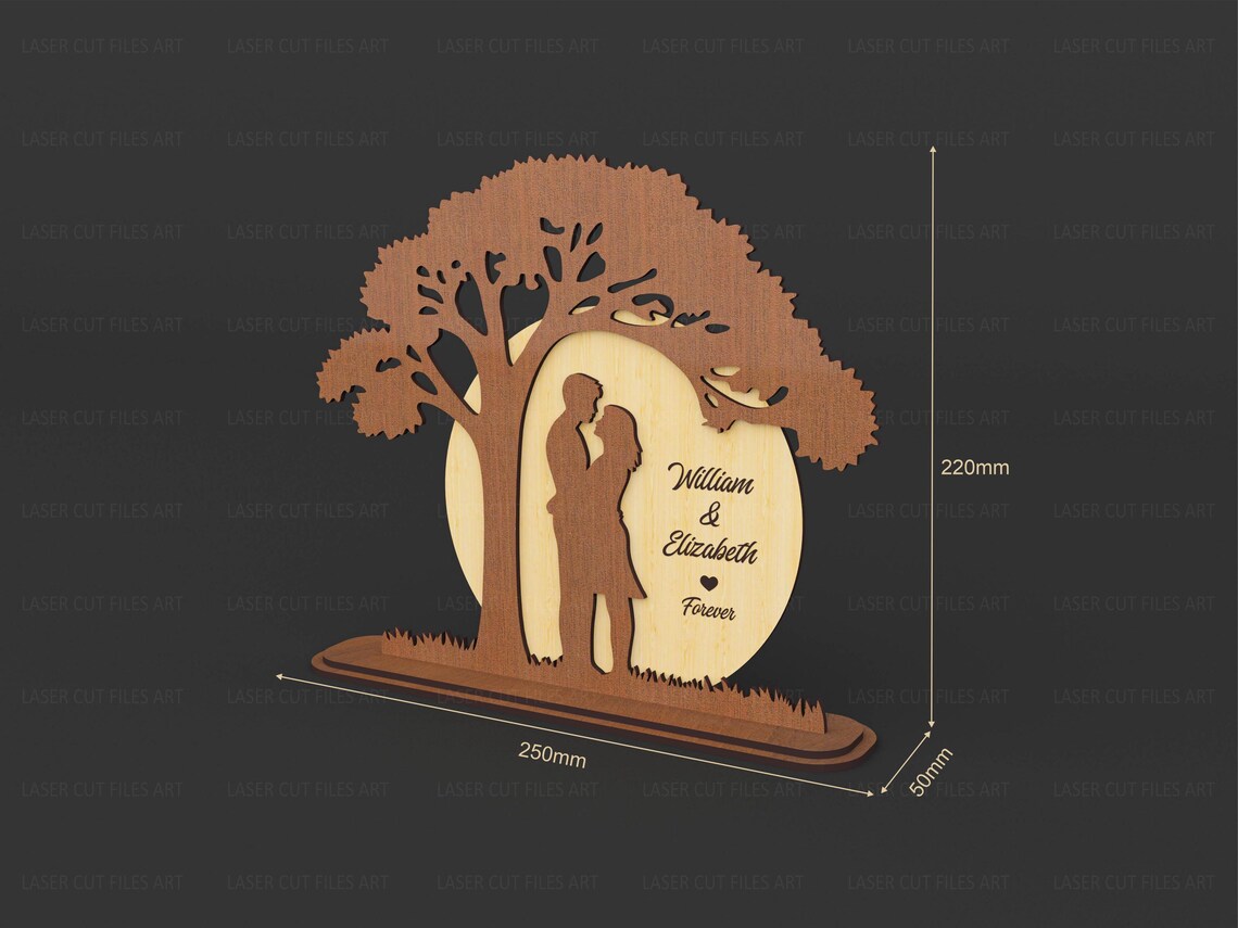 Personalized Romantic Couple Laser Cutting Files, Valentines Tree Moon ...
