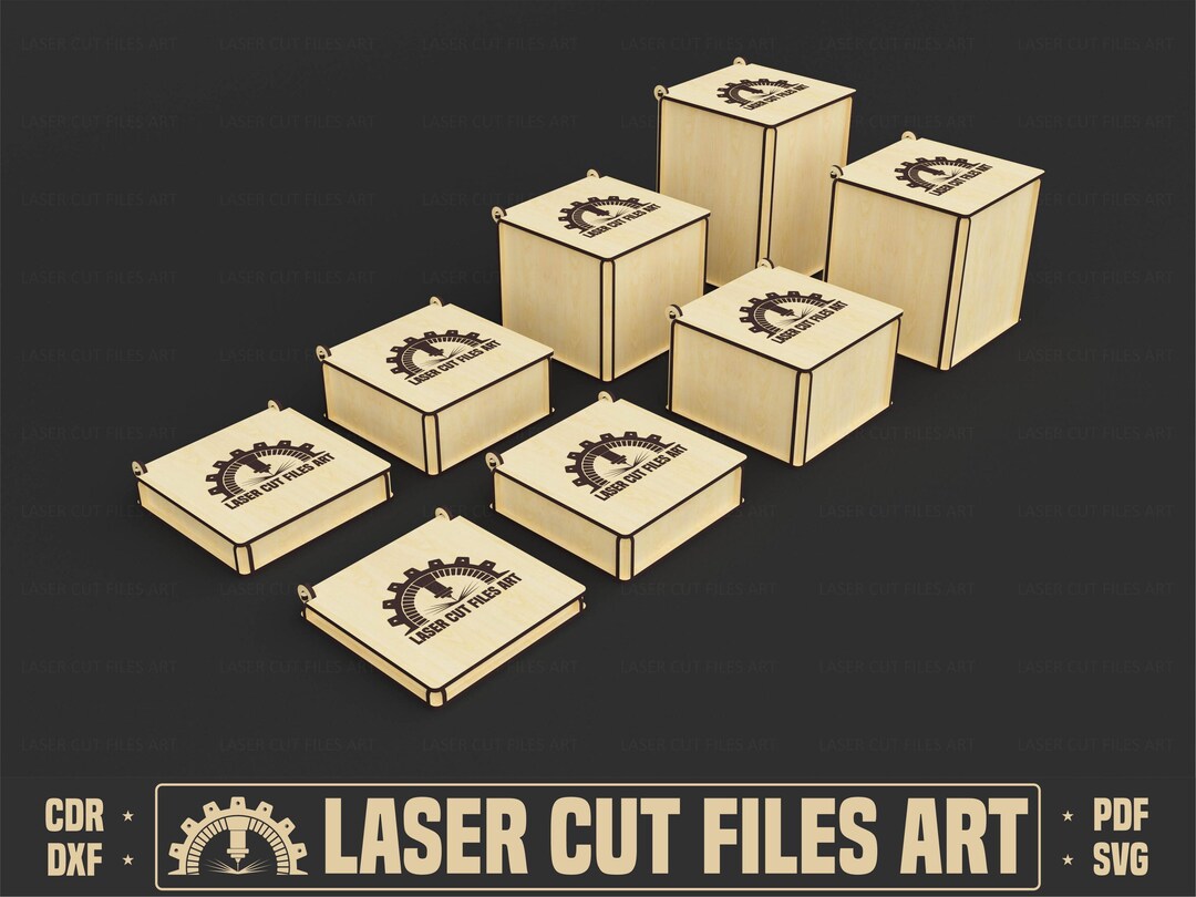 8 Different Size Box Bundle Laser Cutting Files, Laser Cutting Cdr, Dxf ...