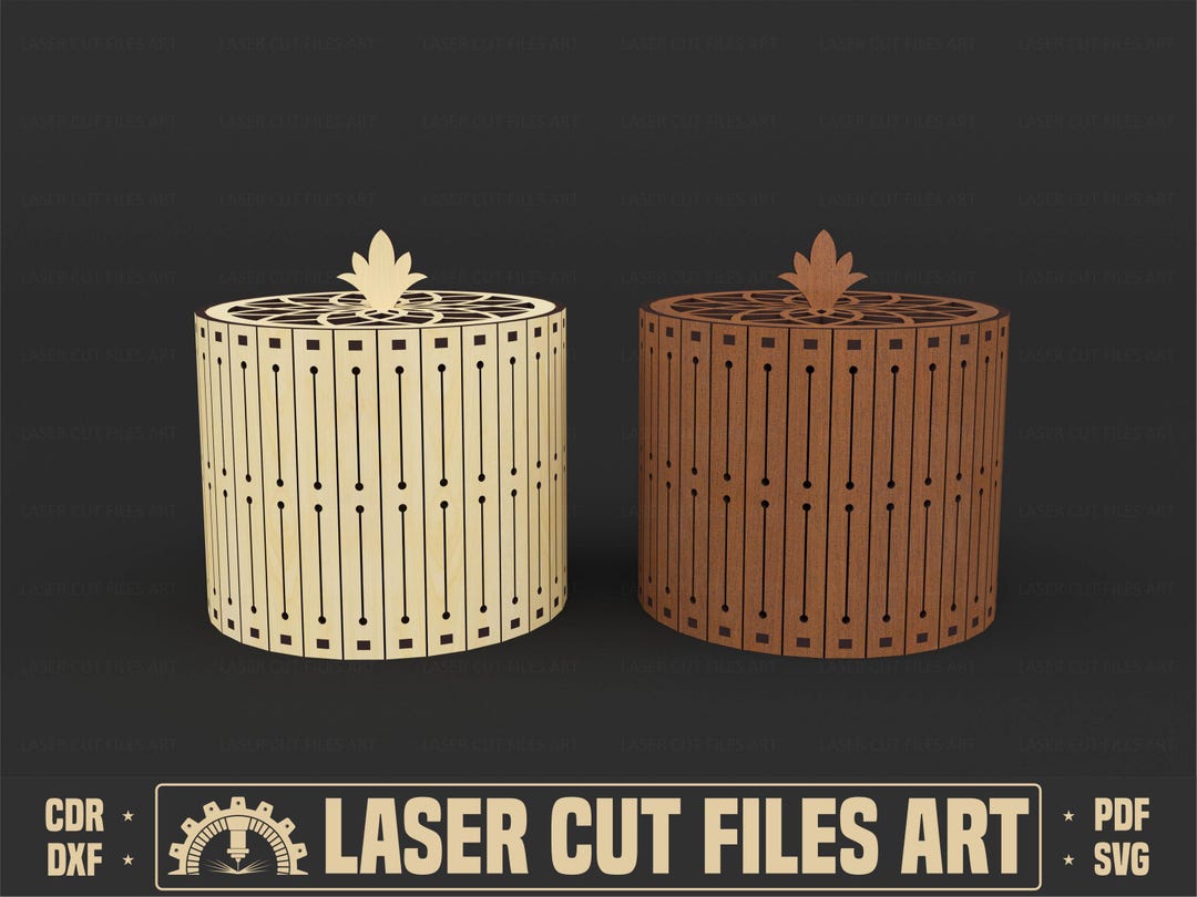 Decorative Round Box Laser Cutting Files, Laser Cutting Cdr, Dxf, Pdf ...