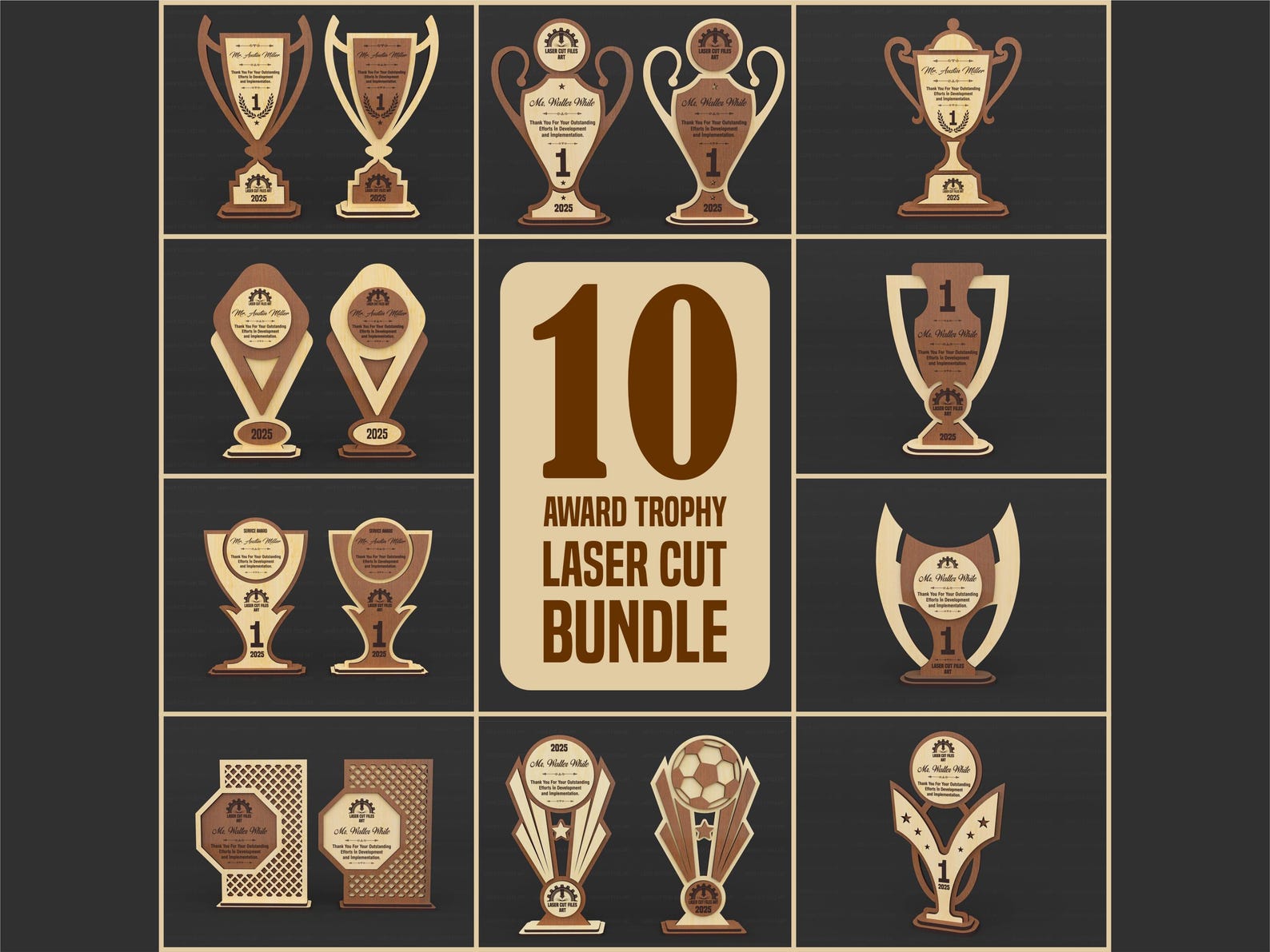 Award Trophy Bundle Laser Cutting Files, Laser Cutting Cdr, Dxf, Pdf ...