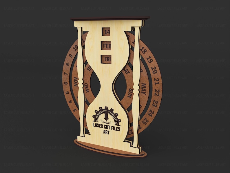 Hourglass Perpetual Calendar Laser Cutting Files, Laser Cutting Cdr ...