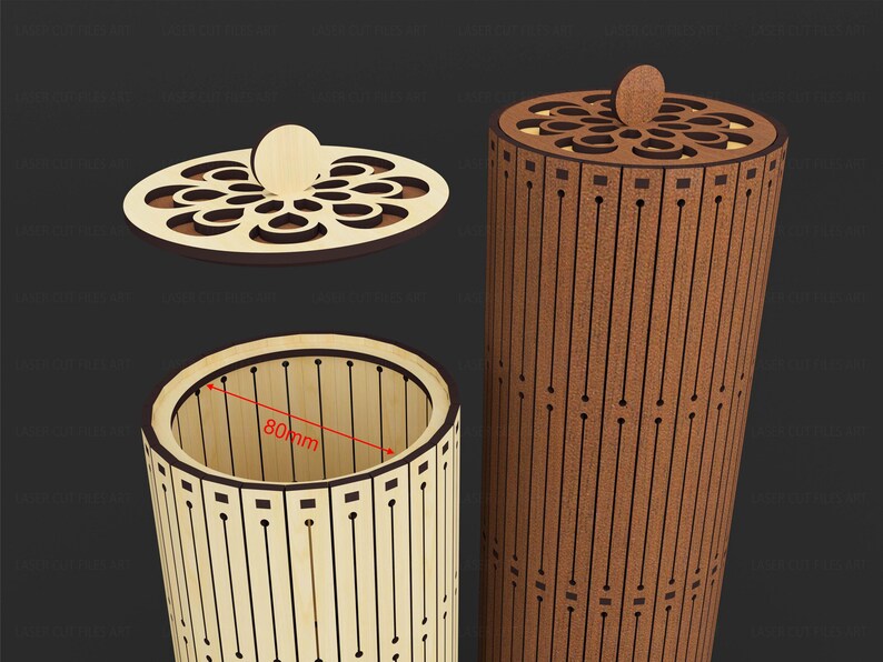 2 Different Size Round Box Laser Cutting Files, Laser Cutting Cdr, Dxf ...