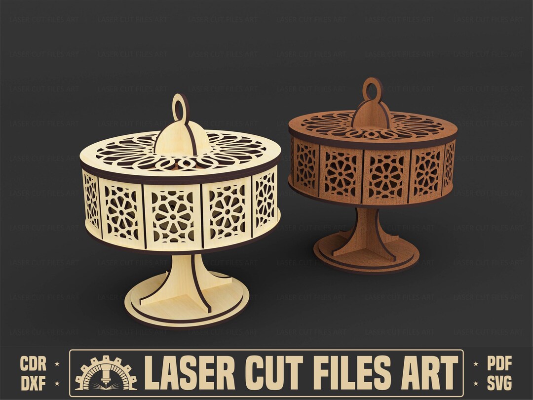 Decorative Round Box Laser Cutting Files, Laser Cutting Cdr, Dxf, Pdf ...