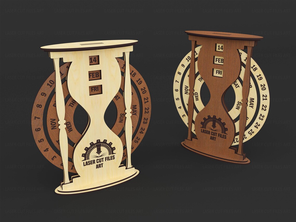 Hourglass Perpetual Calendar Laser Cutting Files, Laser Cutting Cdr ...