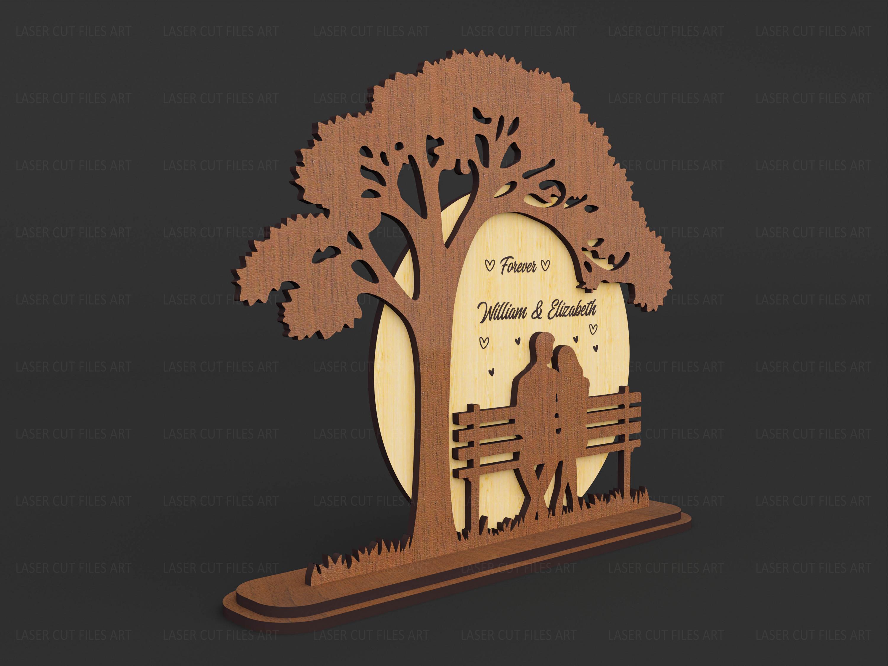 Personalized Romantic Couple Laser Cutting Files, Valentines Tree Moon ...