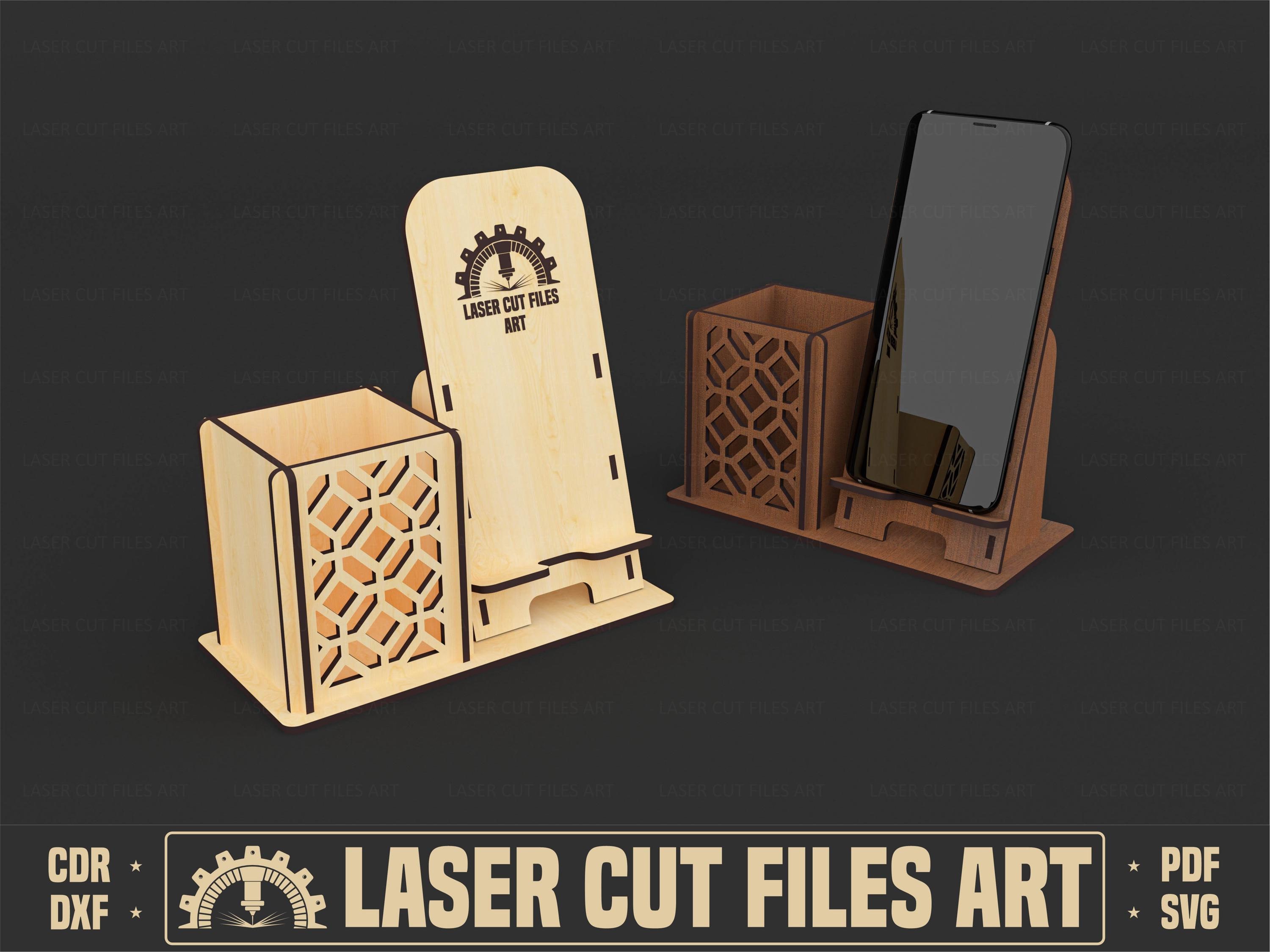 Phone Holder Laser Cutting Files, Desktop Organiser Laser Cutting Cdr ...
