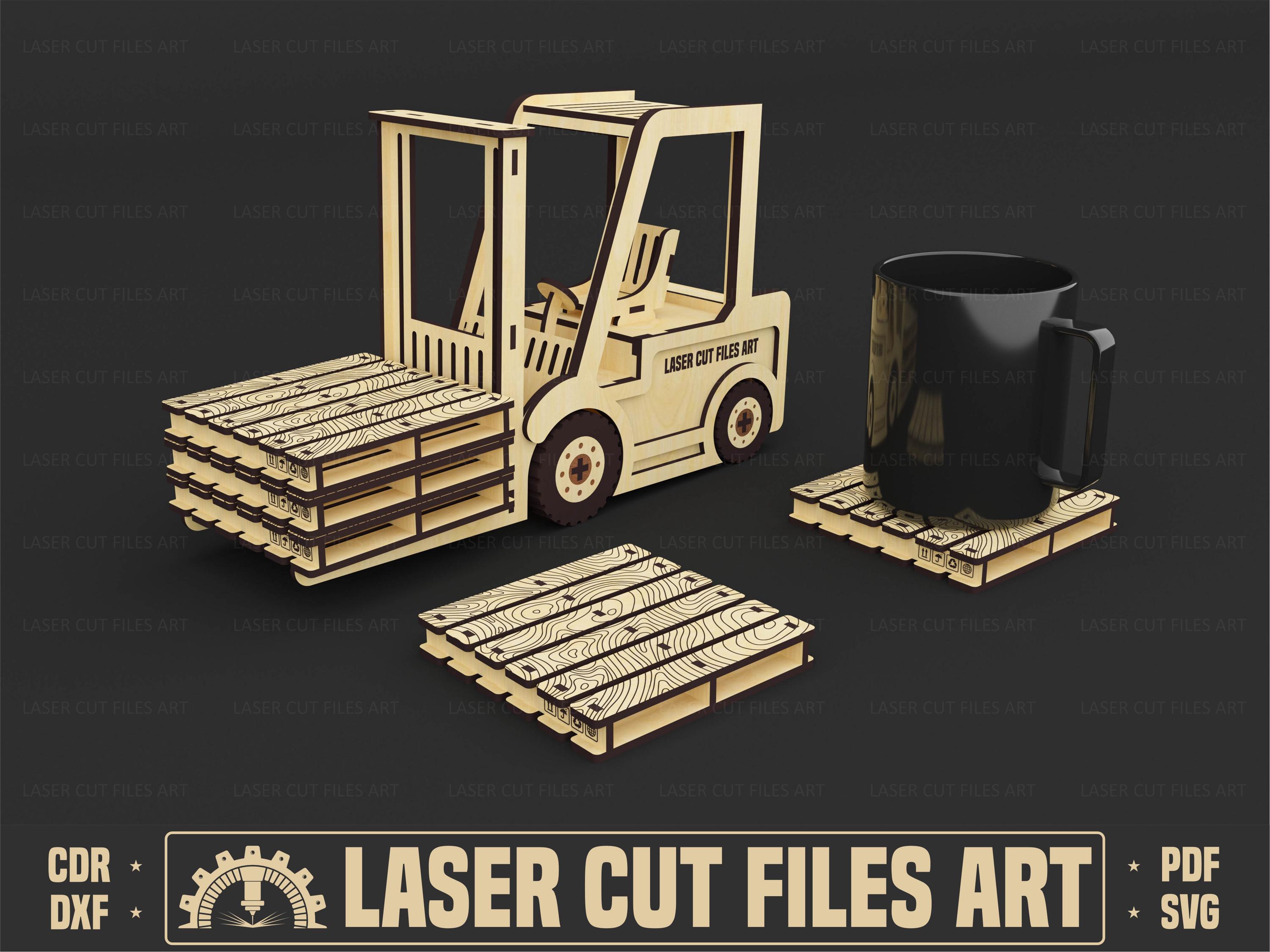 Forklift & Pallet Coaster Laser Cutting Files, Laser Cutting Cdr, Dxf ...