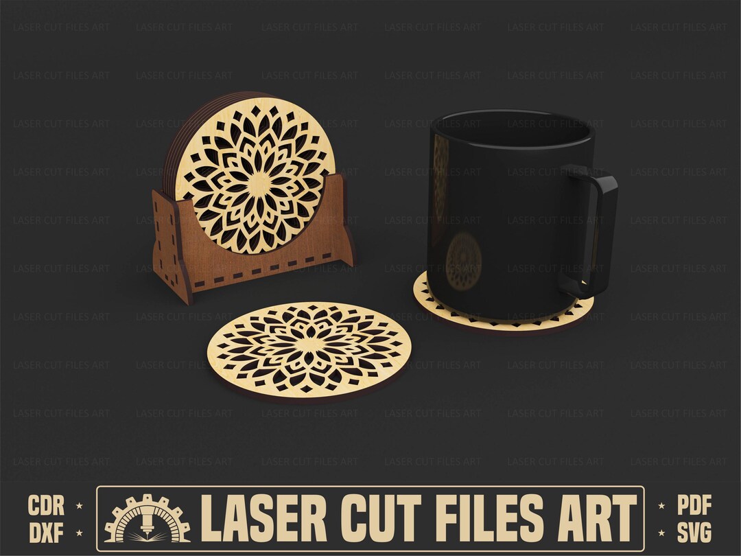 Boxed Coaster Laser Cutting Files, Laser Cutting Cdr, Dxf, Pdf, Svg ...