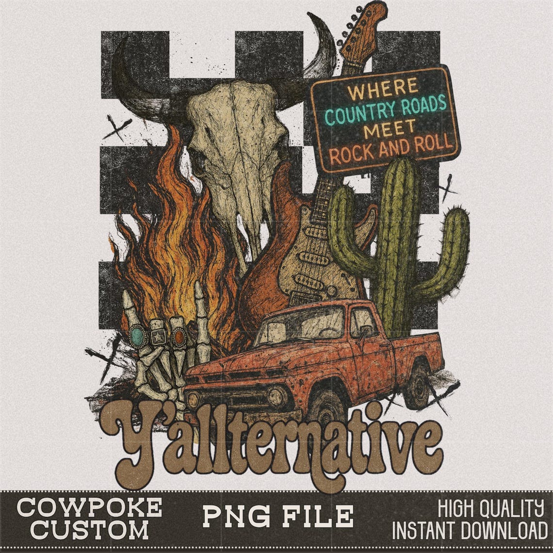 Y'allternative Png | Western Rock Png Design, T-shirt Png Design ...
