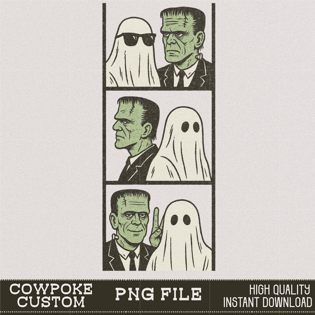 Frankenstein and Ghost Friend Photobooth Film PNG | Funny Frankenstein ...