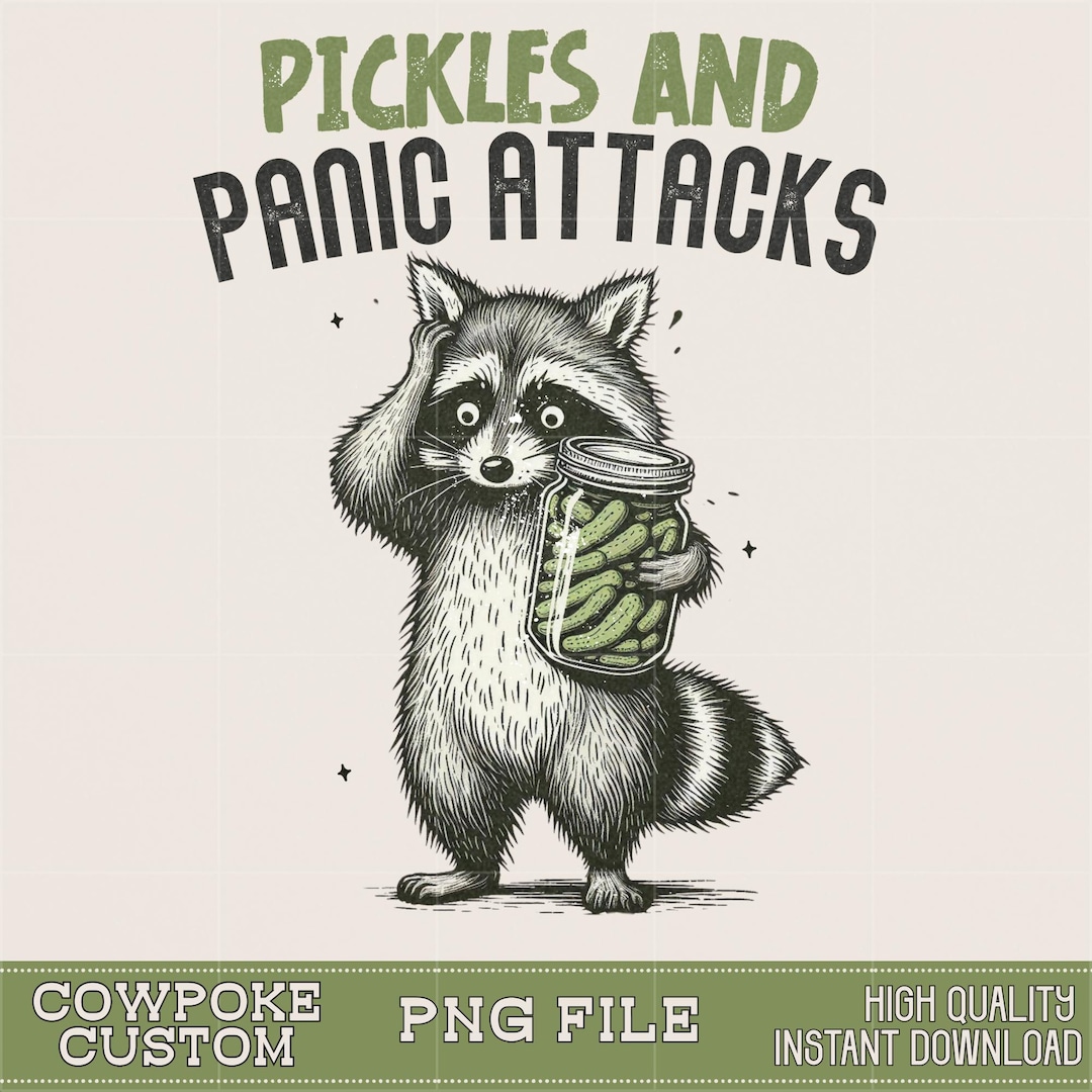 Pickles and Panic Attacks Raccoon PNG | Mental Health Design (digital ...