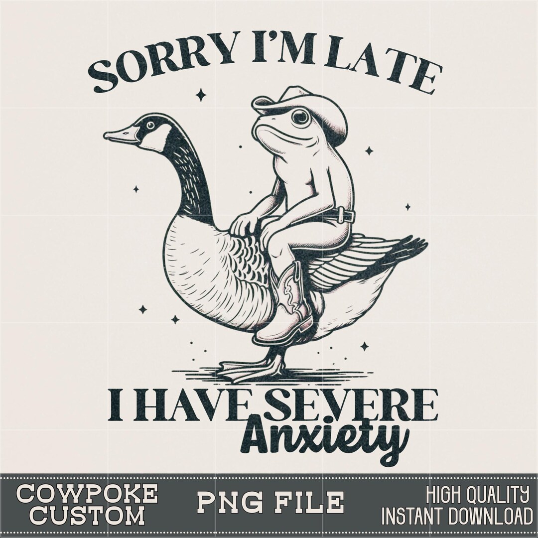 Funny Frog Riding Goose PNG | Anxiety Sublimation Design (digital ...