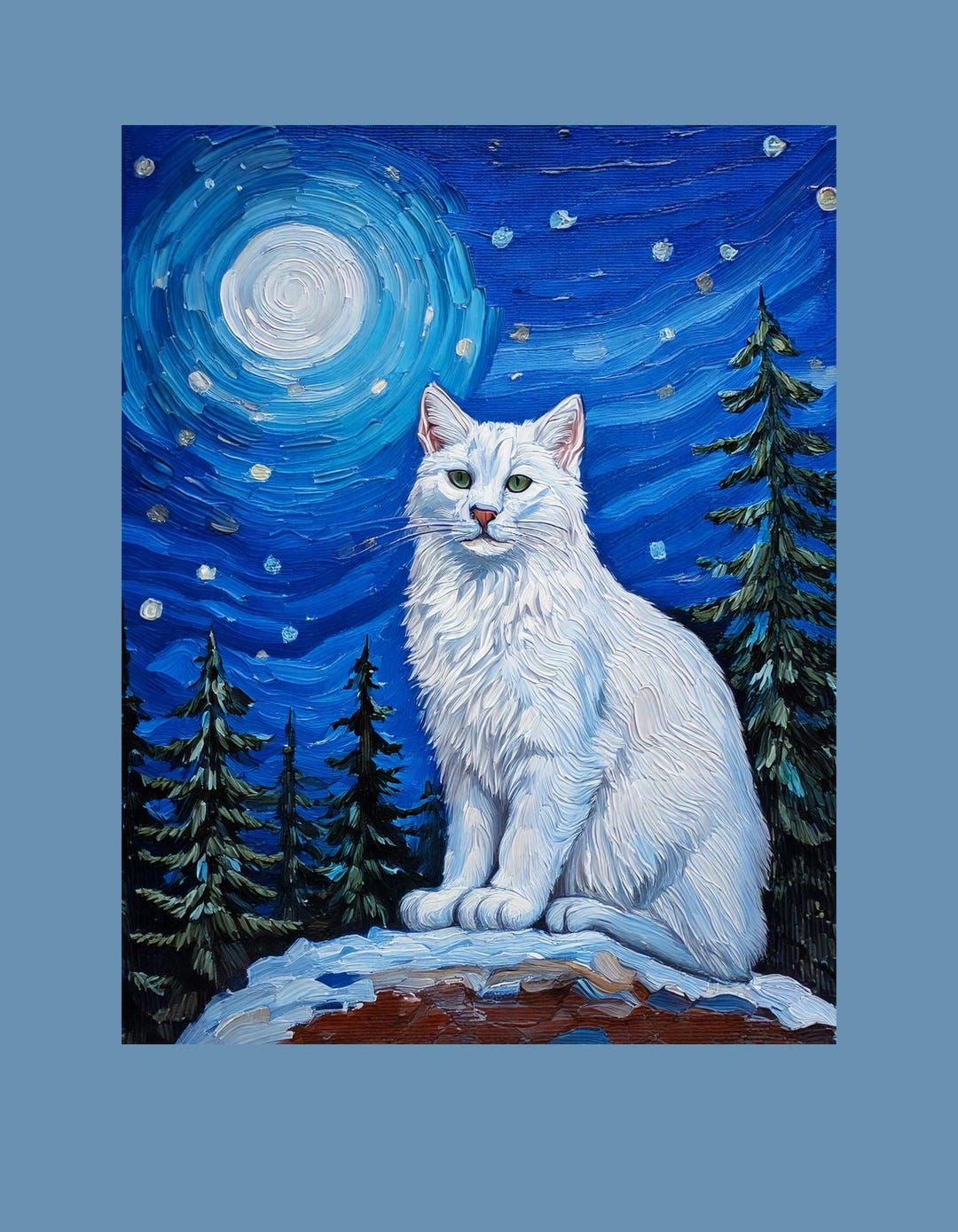 Albino Bobcat in Van Gogh Style – AI Art Print – Starry Night Inspired ...