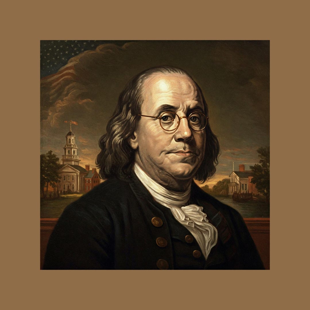 Benjamin Franklin Vintage Portrait, United States of America Founding ...