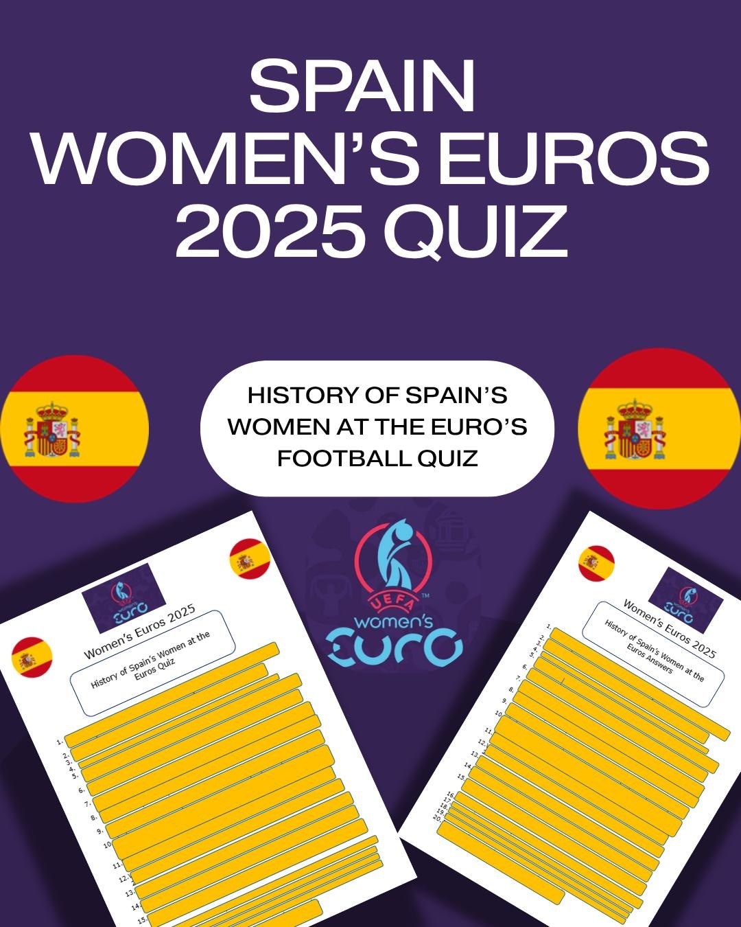 Printable Spain Women's Euros 2025 Quiz | Spain Women Football Quiz ...