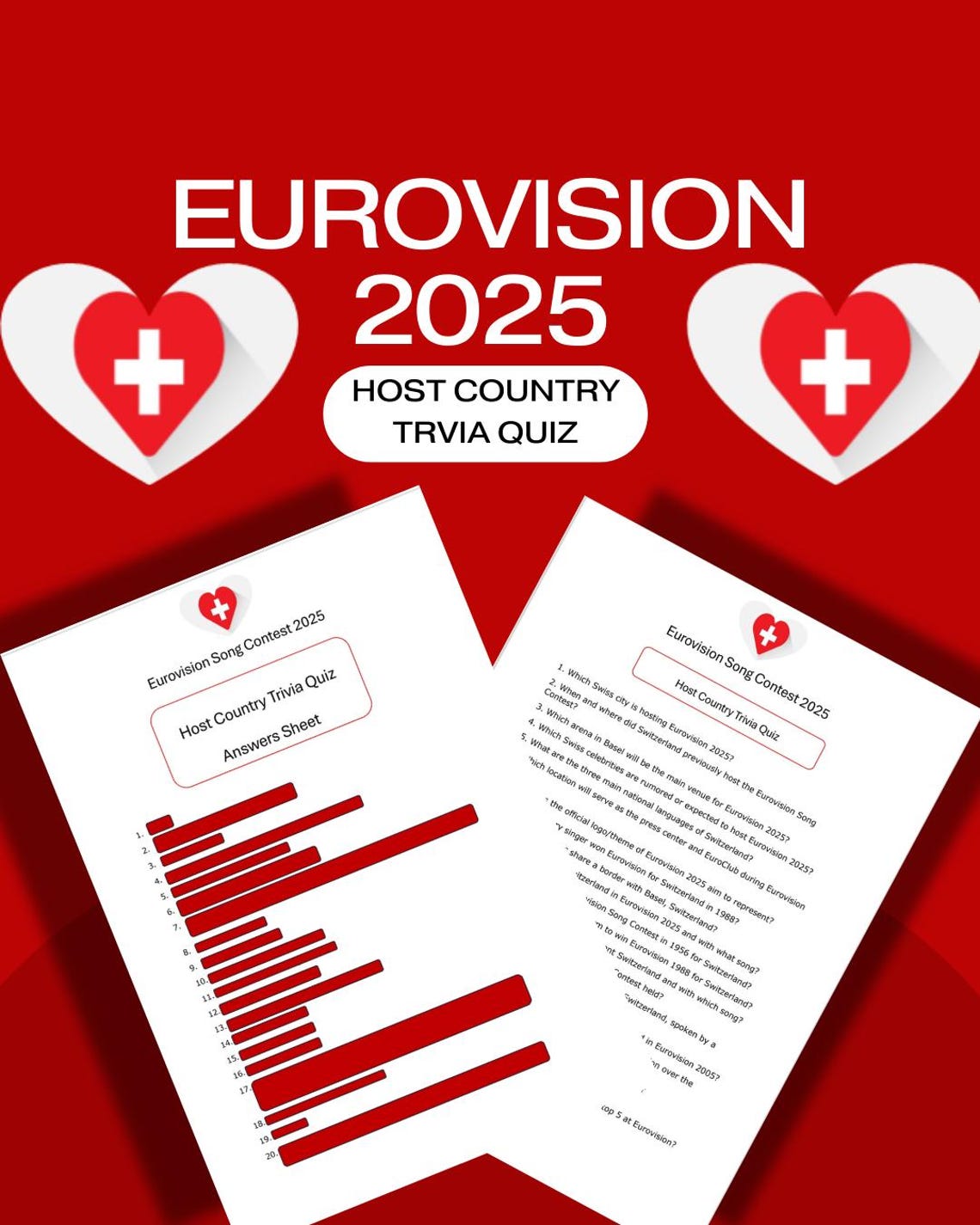 Printable Eurovision Host Quiz 2025| Eurovision Quiz | Printable Quiz ...