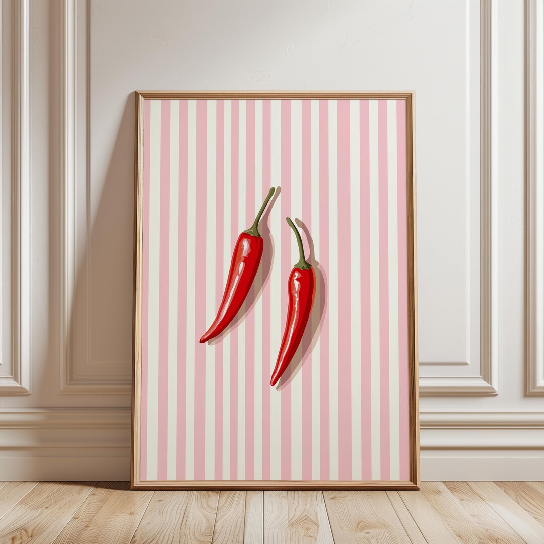 Chili Pepper Wall Art, Vintage Chili Pepper Print, Trendy Retro Poster ...