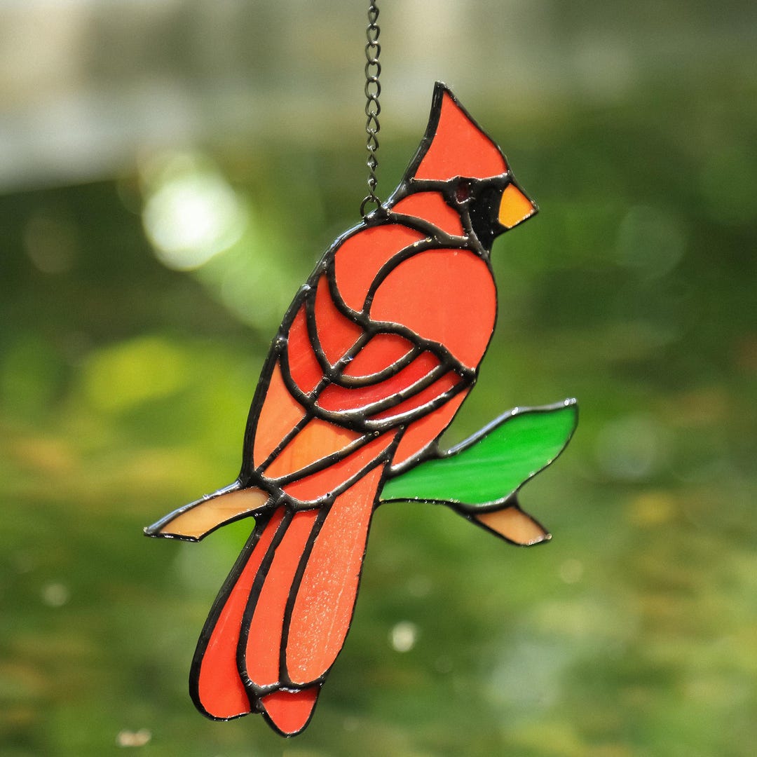 Stained Glass Red Cardinal Sun Catcher,stained Glass Red Cardinal ...