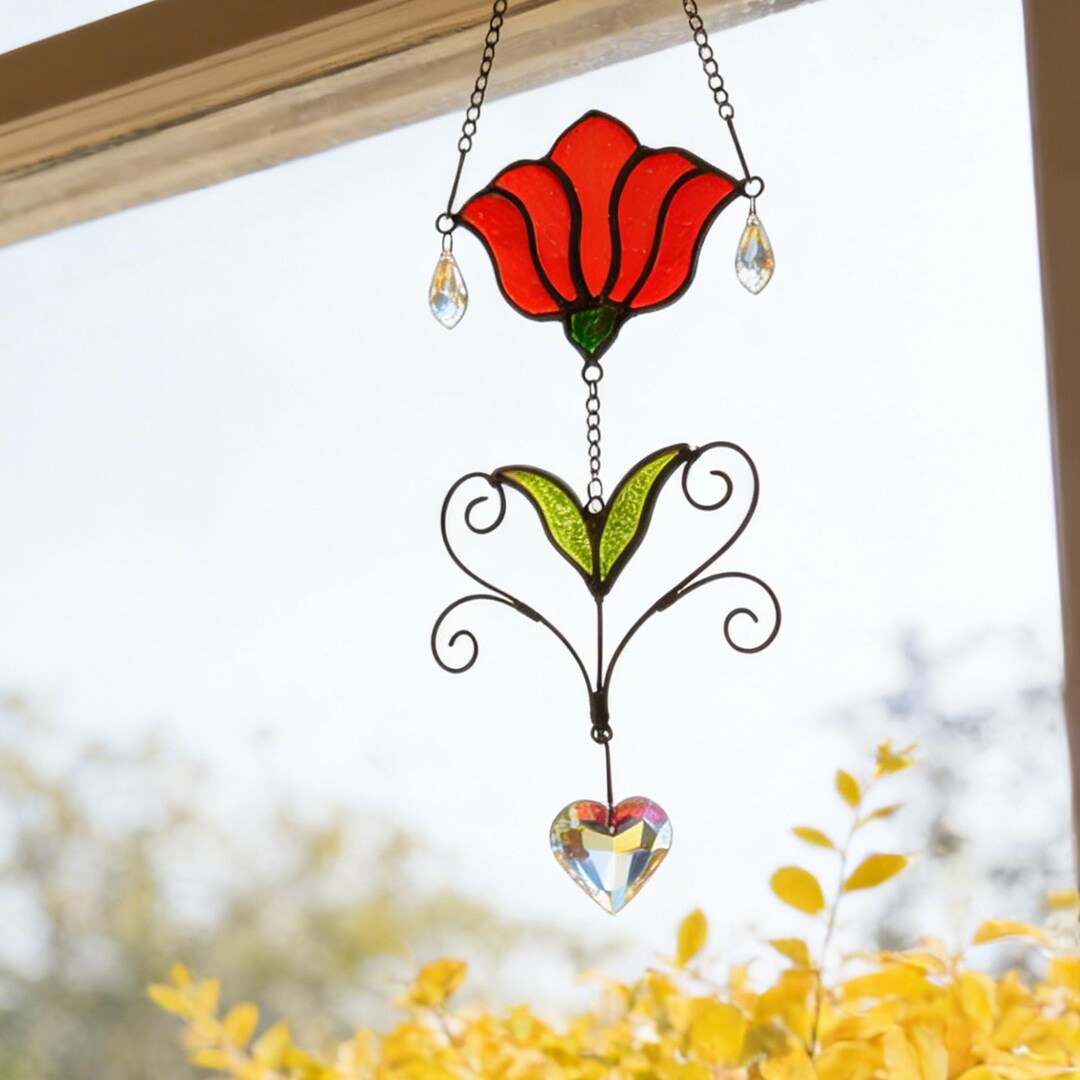 Tulip Glass Sunshine Captor, Floral Window Decoration, Spring Garden ...