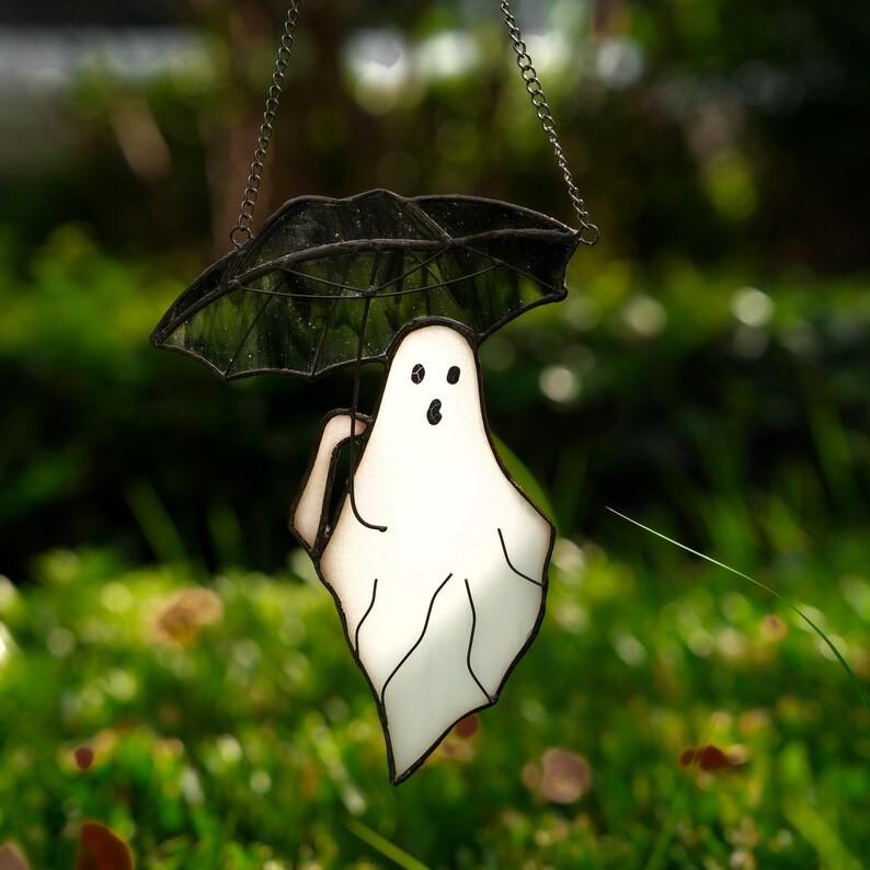 Stained Glass Ghost Suncatcher,glass Ghost With Sickle,spooky Glass Art ...