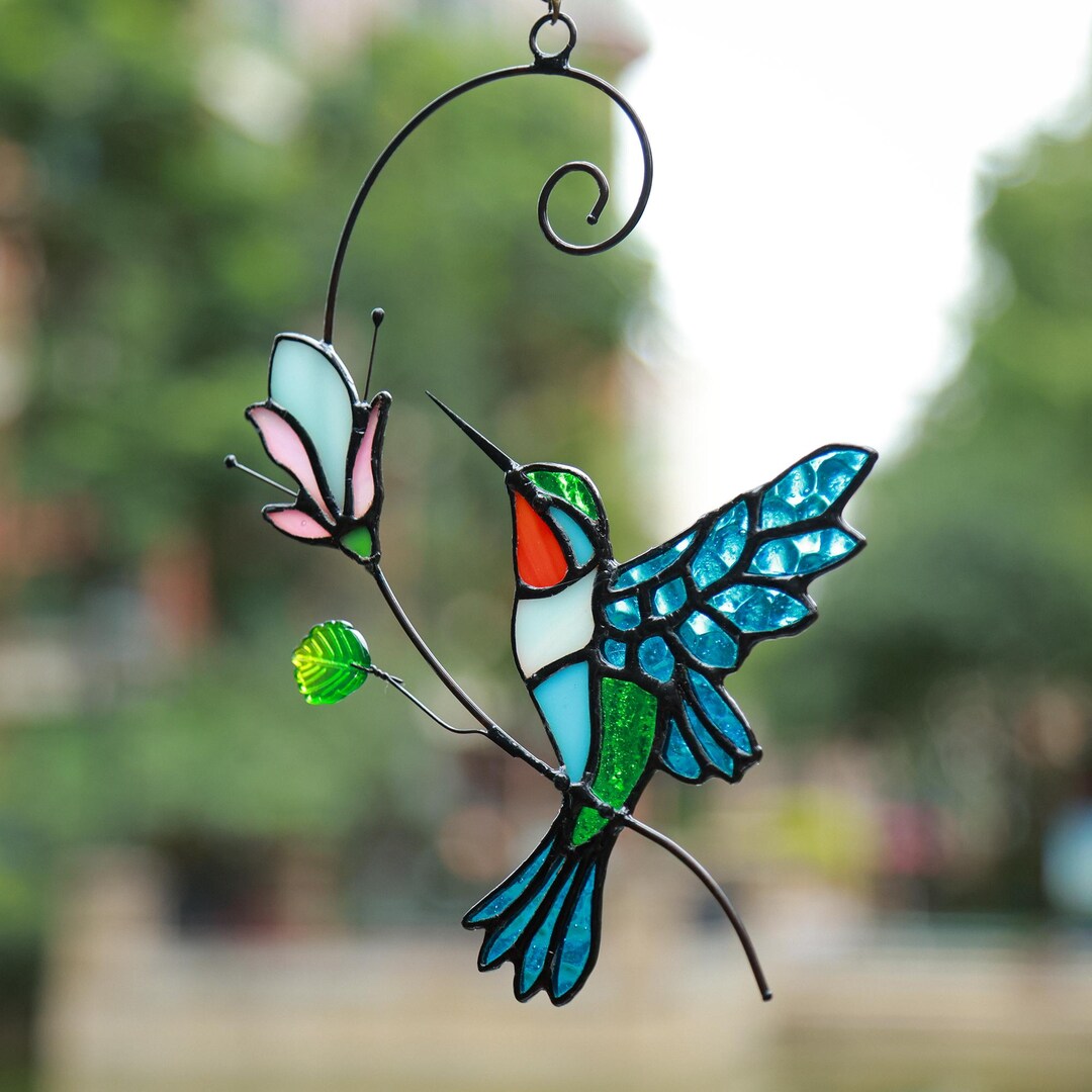 Stained Glass Hummingbirds Window Hanging,handmade Hummingbird ...