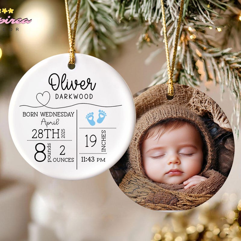 Baby Stats Photo Ornament - Etsy