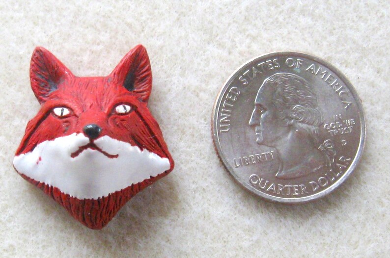 Peruvian Ceramics Red Fox Head Pendant Bead Craft Supplies Animal Head ...