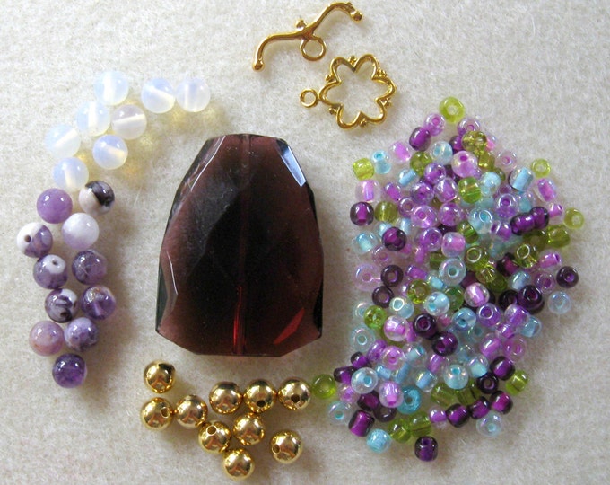 Amethyst Quartz Cape Amethyst Opalite Gold Glass Seed Beads - Etsy