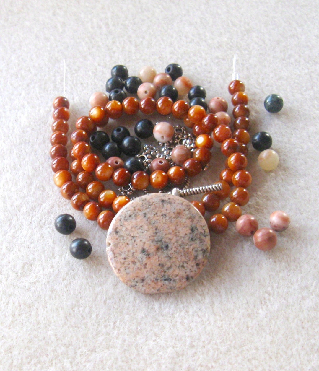 Jaspe de sésamo marrón nácar howlita jaspe joyería que - Etsy España