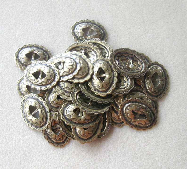 Antiqued Brass Concho Finding Western Wear Slotted Conchos - Etsy