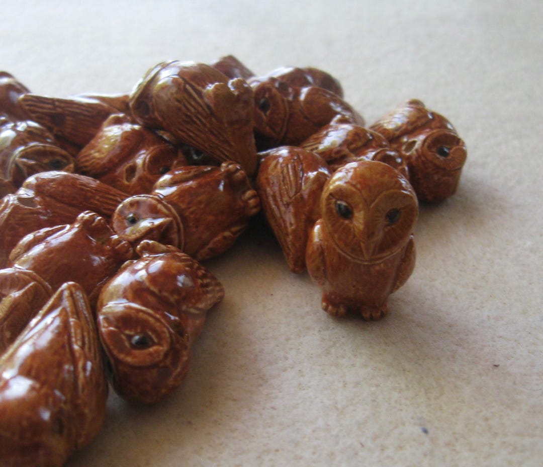 Peruvian Ceramics Brown Barn Owl Bird Pendant Beads, Jewelry Making ...