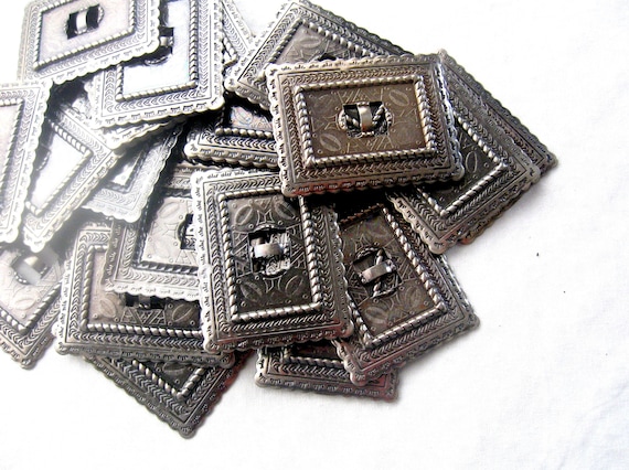 Gunmetal Slotted Rectangle Conchos Large Concho for Jewelry - Etsy