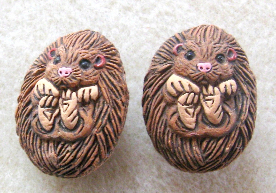 Peruvian Ceramics Brown Hedge Hog Pendant Bead Craft Supplies - Etsy