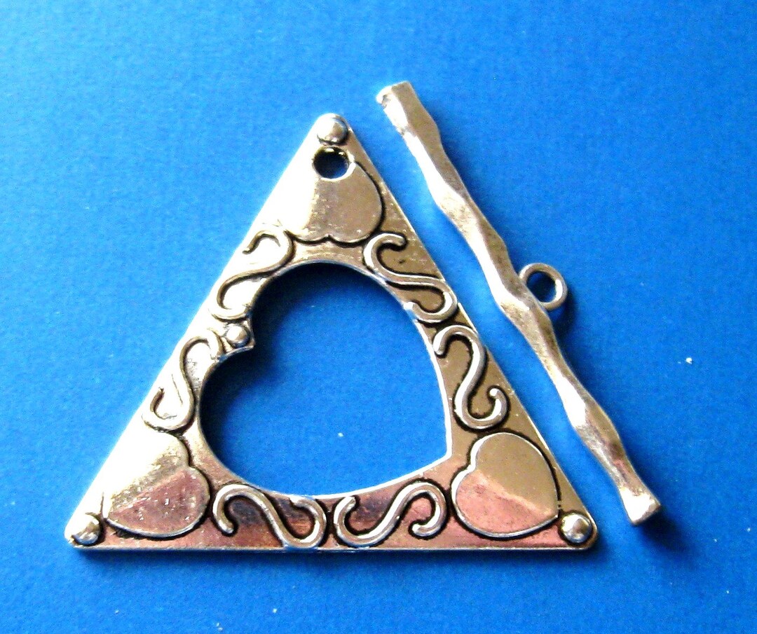 LARGE Triangle Heart Pendant or Clasp, Jewelry Making Clasps, Necklace ...