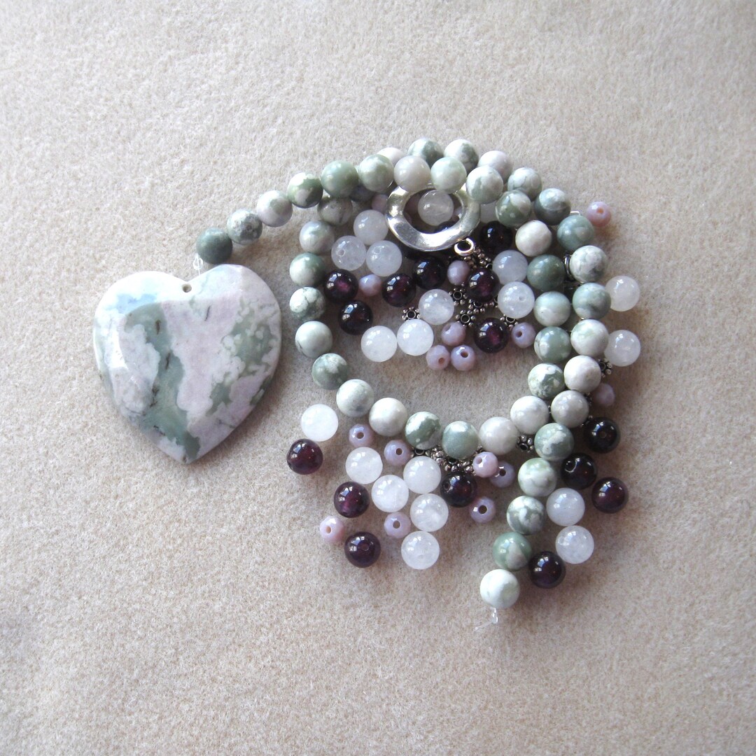 Peace Jade Heart Pendant, Gemstone DIY Jewelry Making Kit, Bead Combo ...