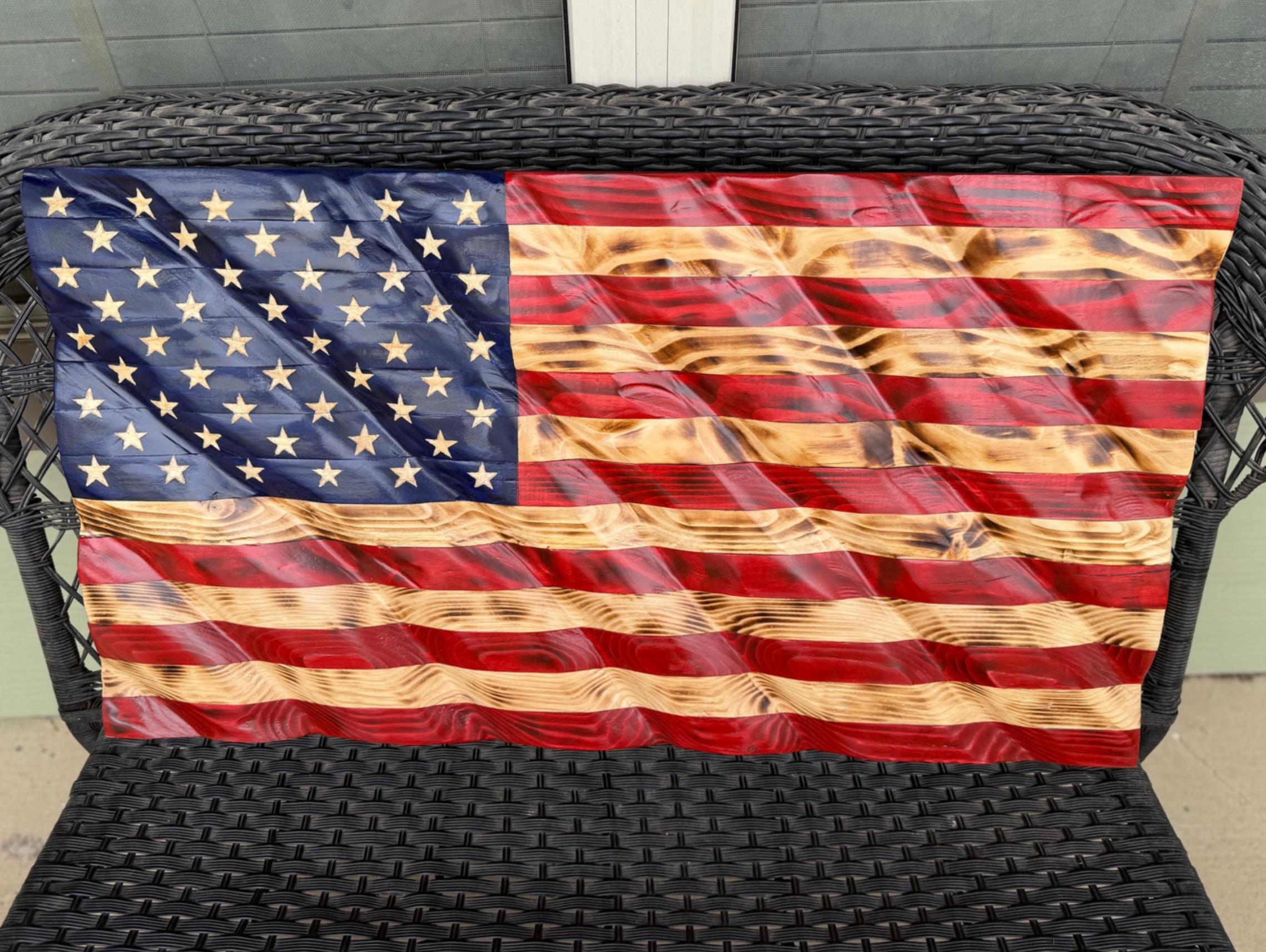 Wavy Wood American Flag - Etsy