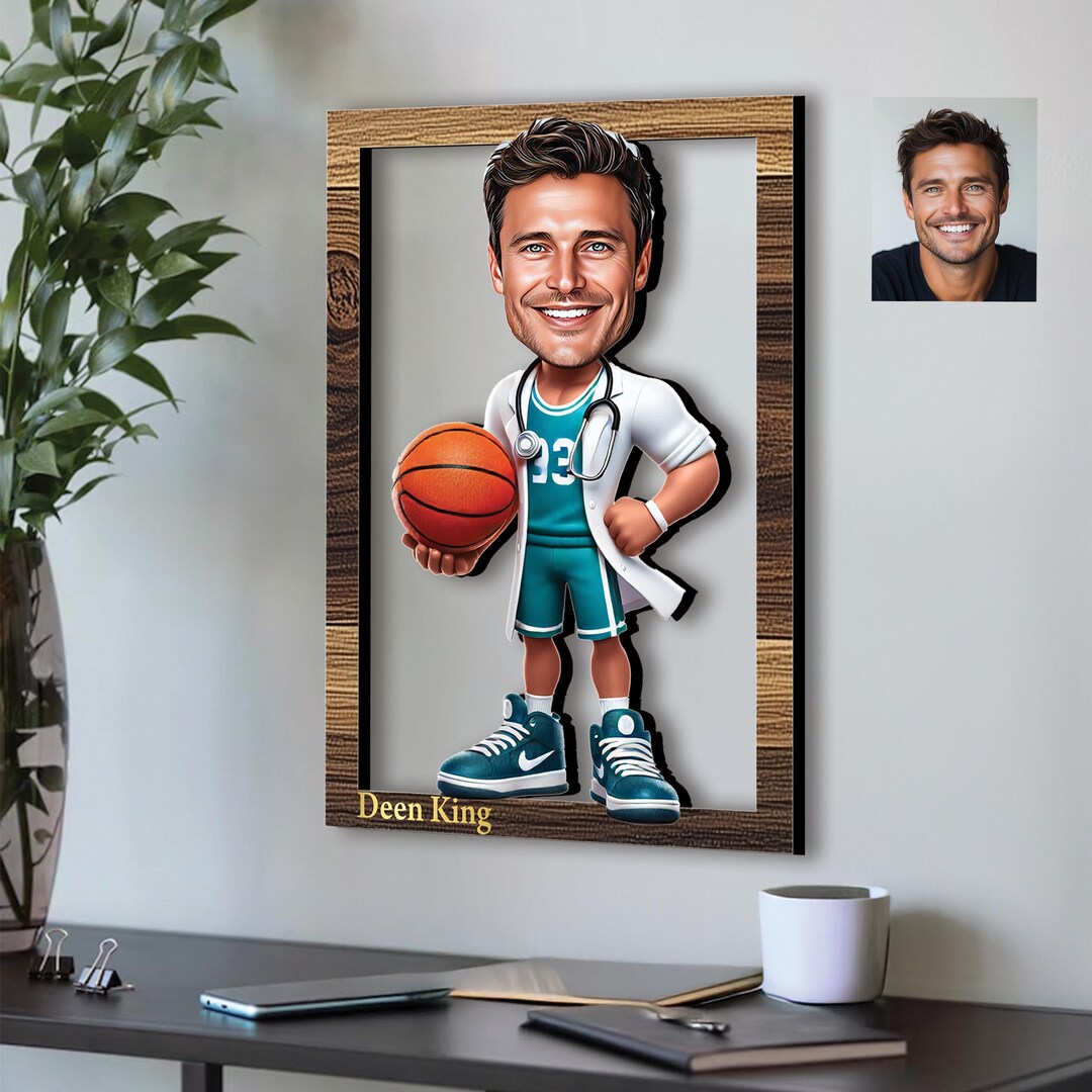 Personalized Caricature Portrait of Man Doctor, Basketball Player From ...
