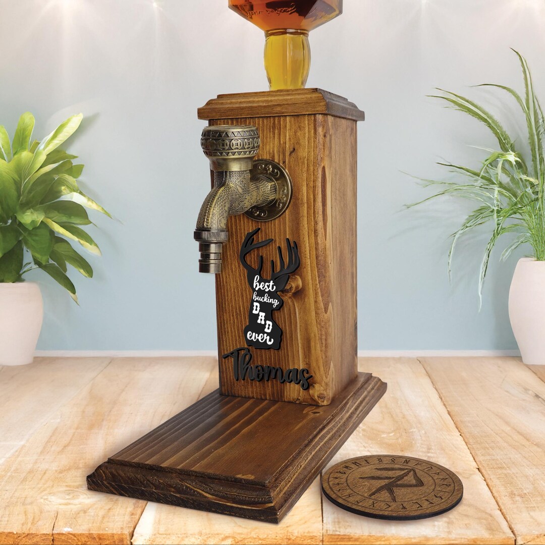 Personalized Solid Wood Drink Dispenser, Embossed BEST DAD for a ...