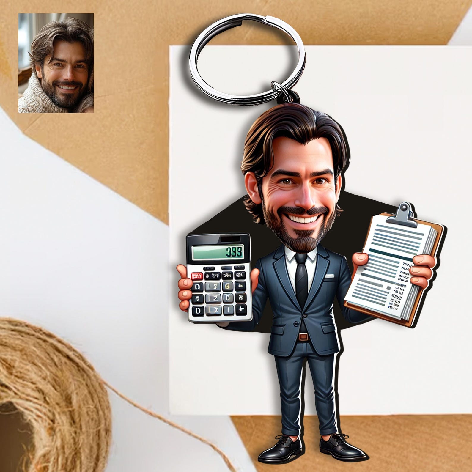 Custom Cartoon Keychain Аccountant From Photo, Personalized Acrylic Key ...