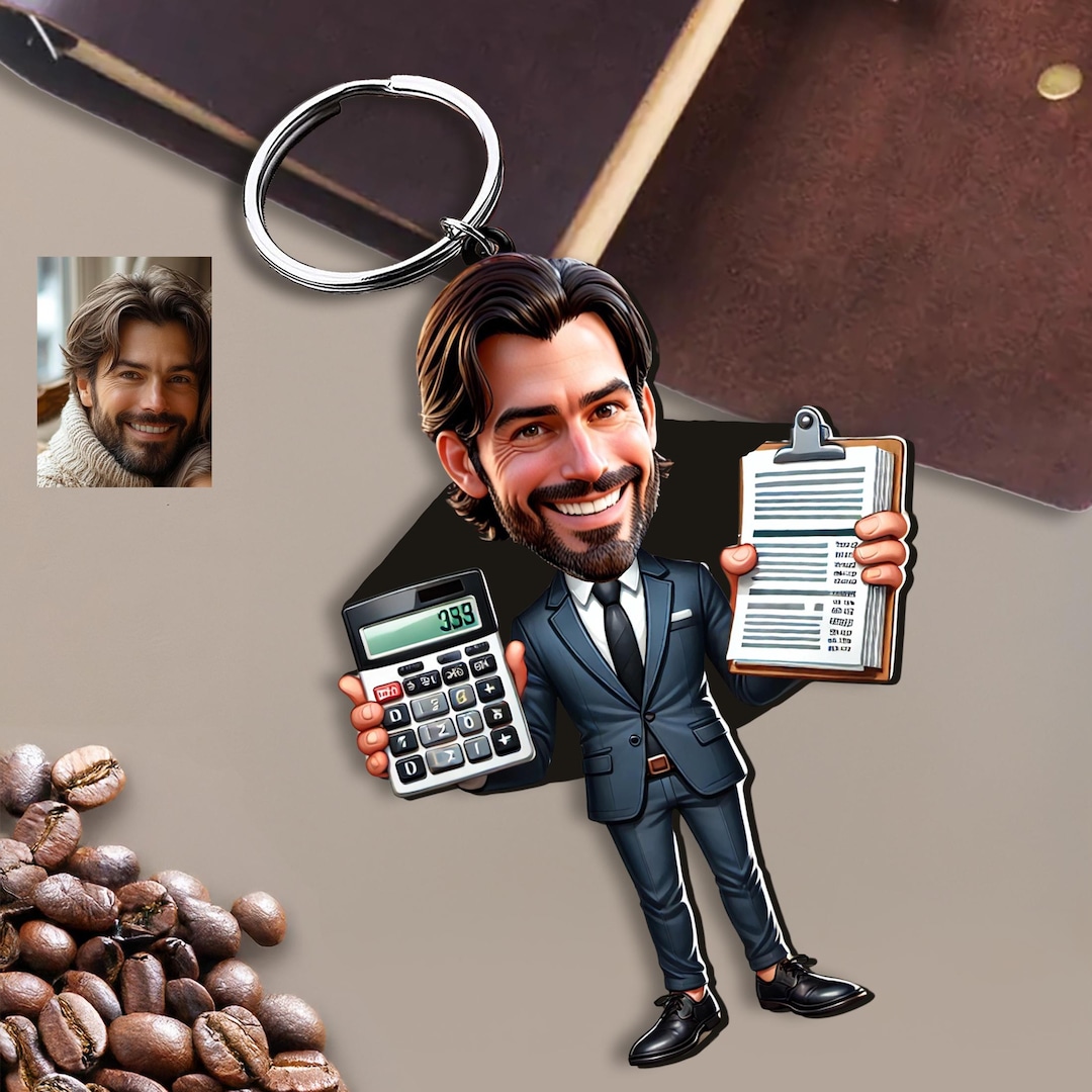 Custom Cartoon Keychain Аccountant From Photo, Personalized Acrylic Key ...