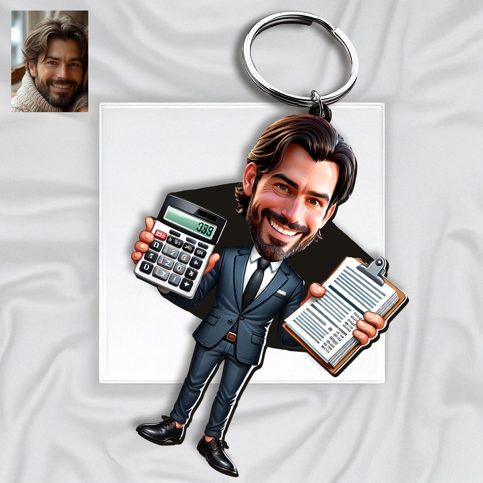 Custom Cartoon Keychain Аccountant From Photo, Personalized Acrylic Key ...