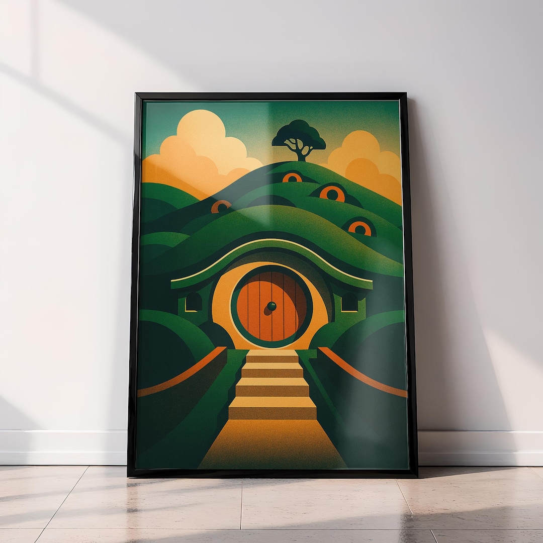 Lord of the Rings Poster – Hobbiton Travel Print, Art Deco Style ...
