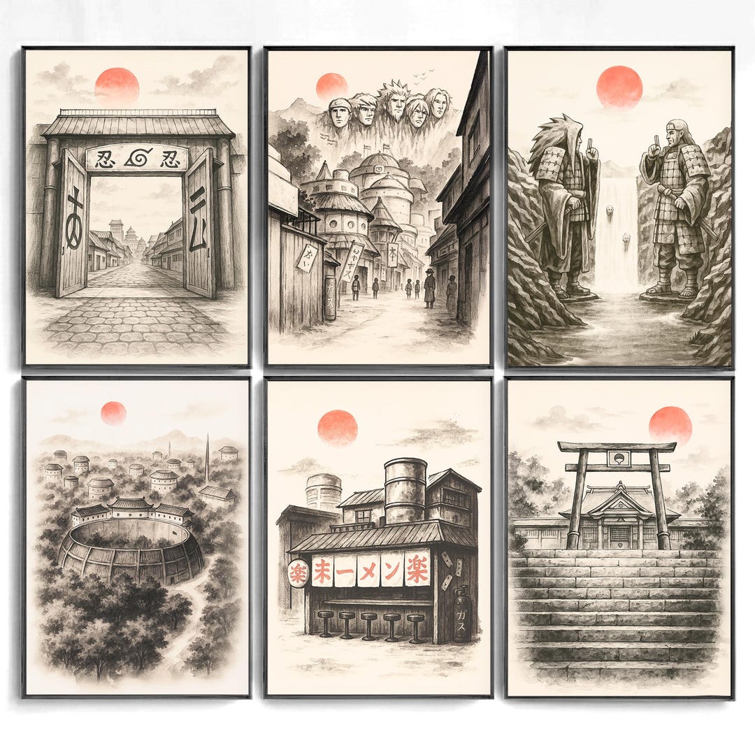 Naruto Poster Set – 6 Anime Wall Art Prints Inspired by Konoha, Hokage ...