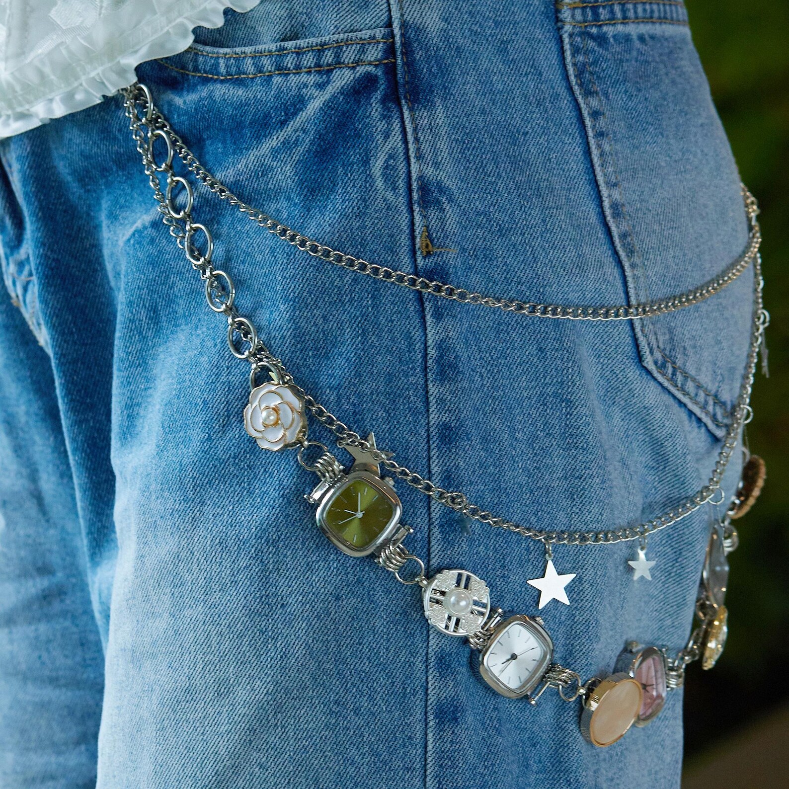 Triple-layer Watch Waist Chain | Vintage Colorful Pants Accessory ...