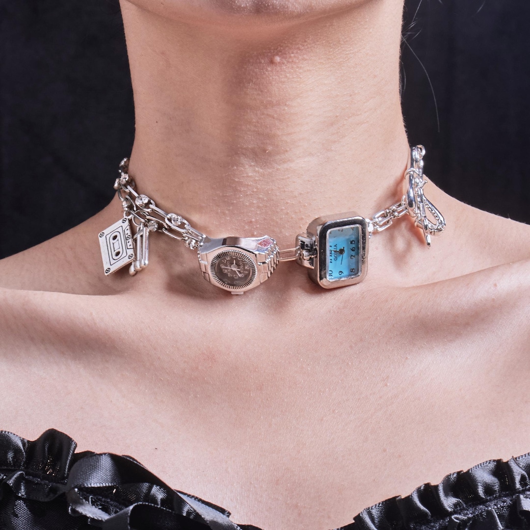Watch Choker Necklace | Functional Clock Collar | Adjustable Steampunk ...