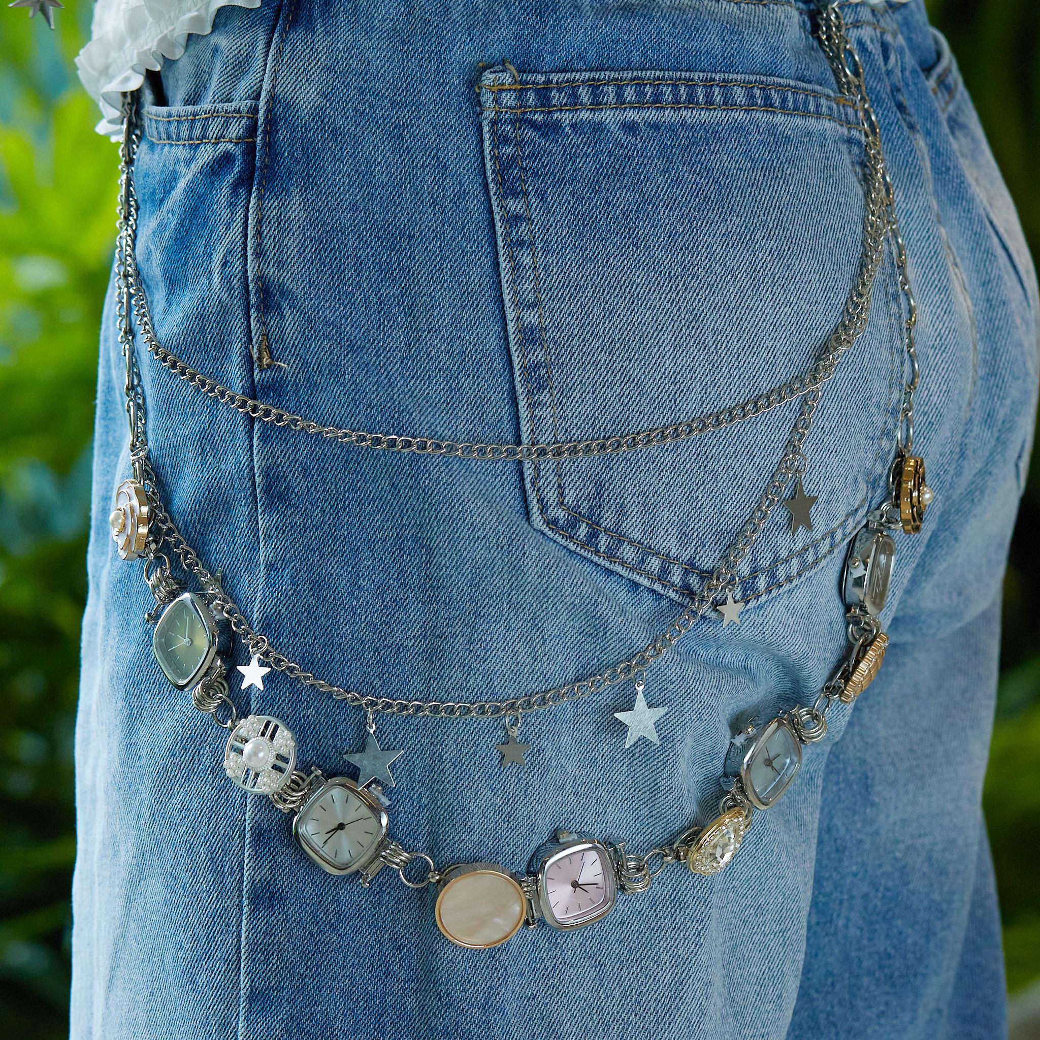 Triple-layer Watch Waist Chain | Vintage Colorful Pants Accessory ...