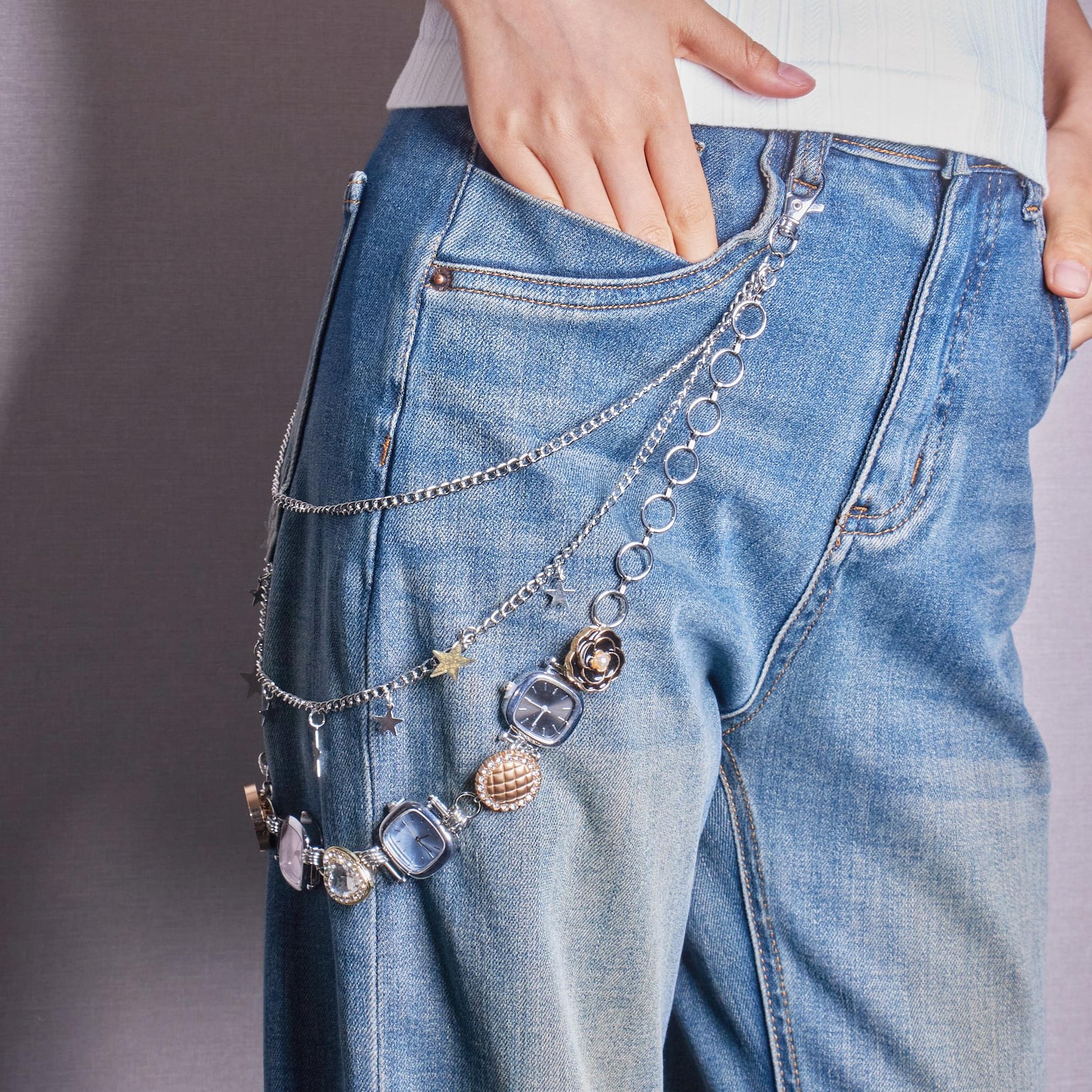 Triple-layer Watch Waist Chain | Vintage Colorful Pants Accessory ...