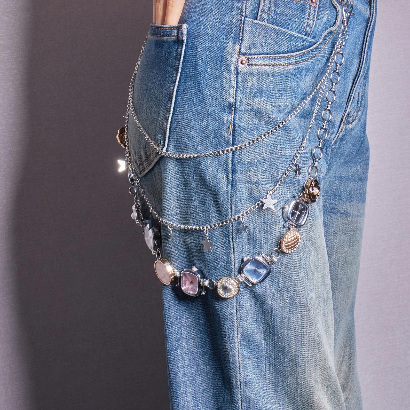 Triple-layer Watch Waist Chain | Vintage Colorful Pants Accessory ...